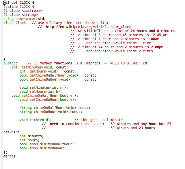 Solved Lesson 1 - Week 2 clock.h - Clock Class - 11 Member | Chegg.com