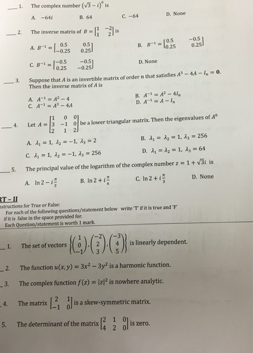 Solved The complex number (square root of 3 -t)^6 is -64i 64 | Chegg.com