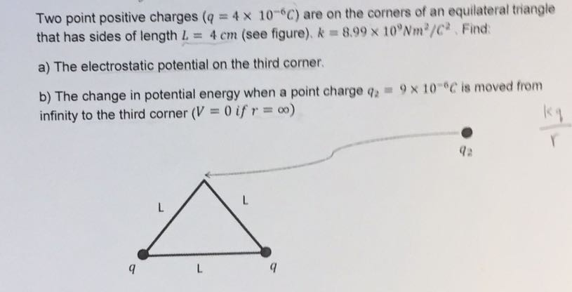 Solved Two point positive charges (q = 4 × 10-0) are on the | Chegg.com