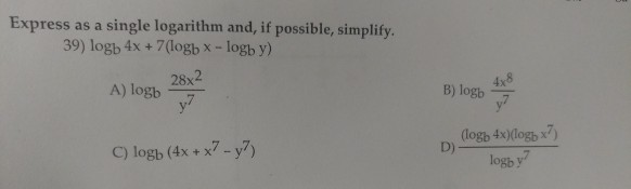 Solved Express as a single logarithm and, if possible, | Chegg.com