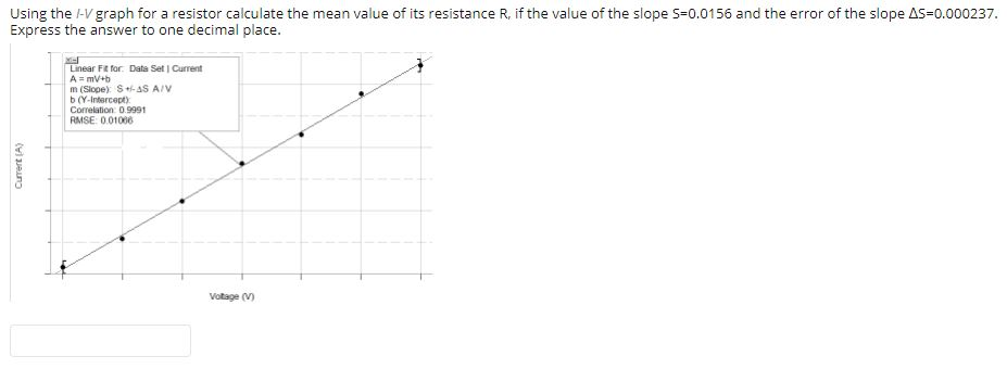 Solved Using the I - V graph for a resistor calculate the | Chegg.com