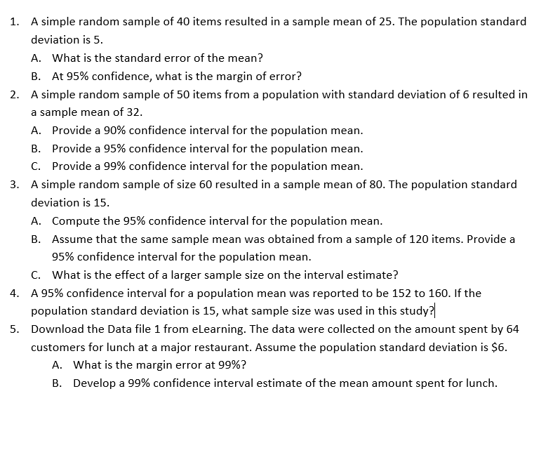 Solved A simple random sample of 40 items resulted in a | Chegg.com