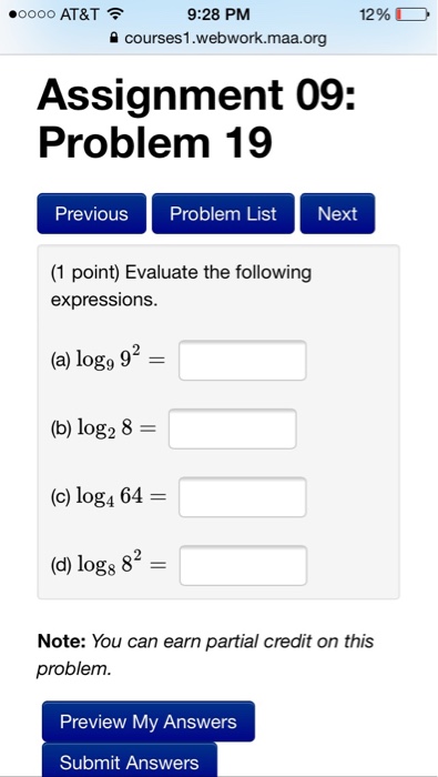 Solved Evaluate the following expressions. (a) log_9 9^2 = | Chegg.com