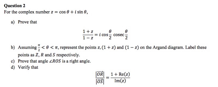 Solved For the complex number z = cos theta + i sin theta, | Chegg.com