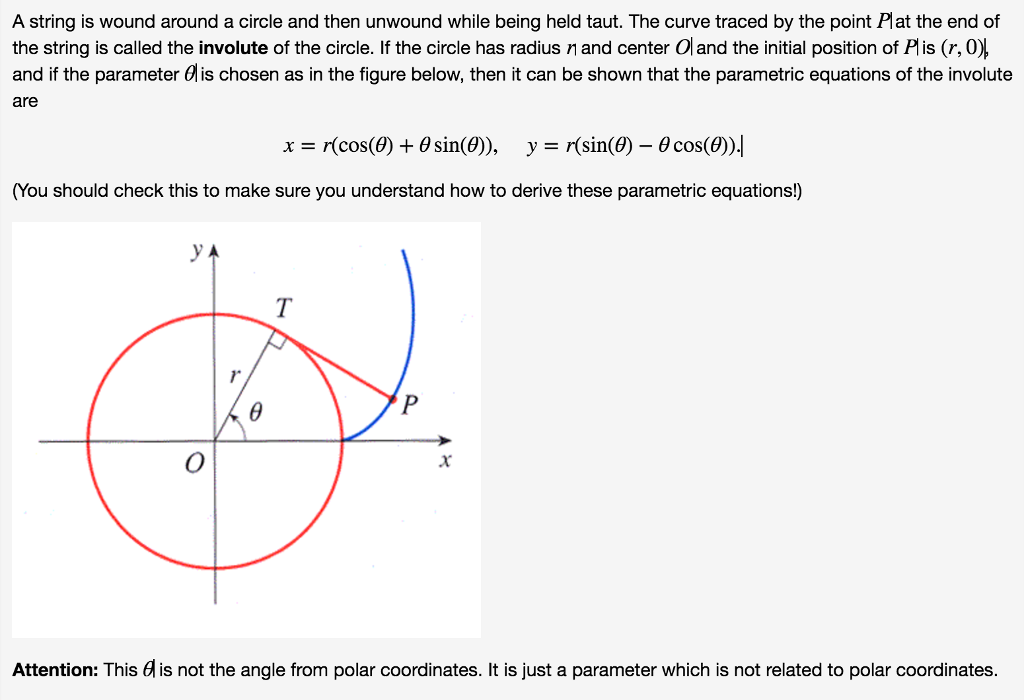 Solved A string is wound around a circle and then unwound | Chegg.com