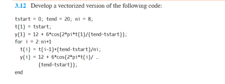 Solved 3.12 Develop a vectorized version of the following | Chegg.com