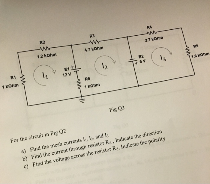 Solved For the circuit in Fig Q2 Find the mesh currents | Chegg.com