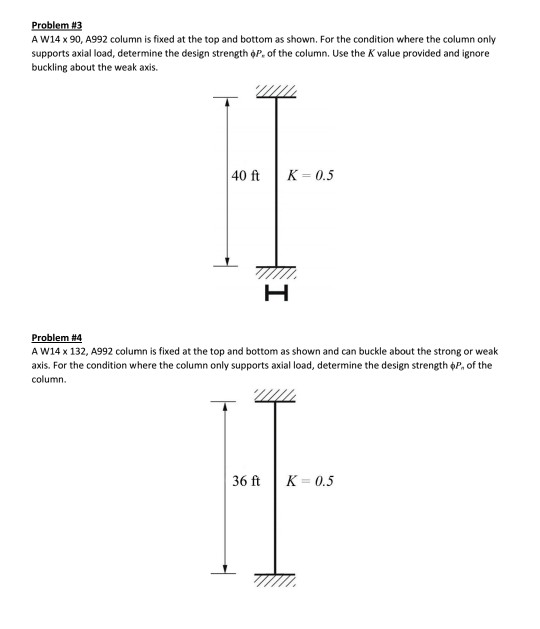 Solved Problem #3 A W14 x 90, A992 column is fixed at the | Chegg.com