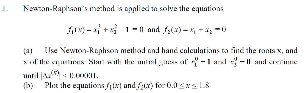 Solved Newton-Raphson's method is applied to solve the | Chegg.com