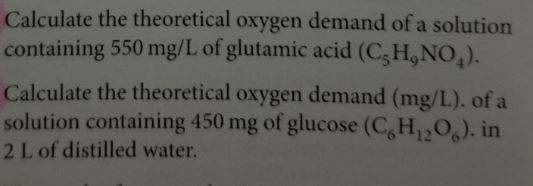 Solved Calculate the theoretical oxygen demand of a solution | Chegg.com