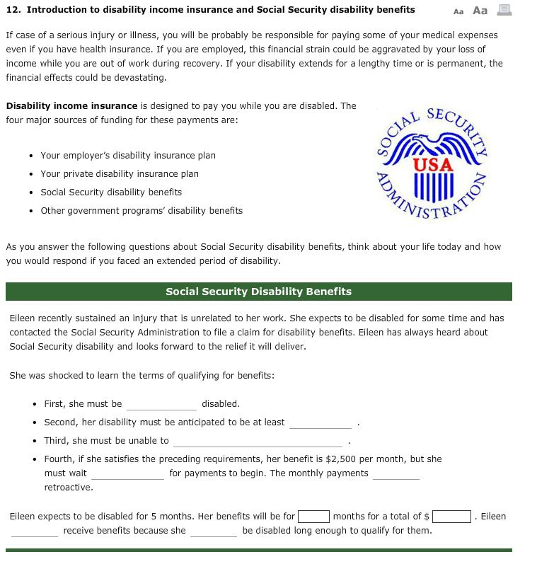 Solved Introduction to disability income insurance and | Chegg.com