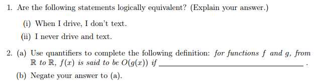 Solved Are the following statements logically equivalent? | Chegg.com