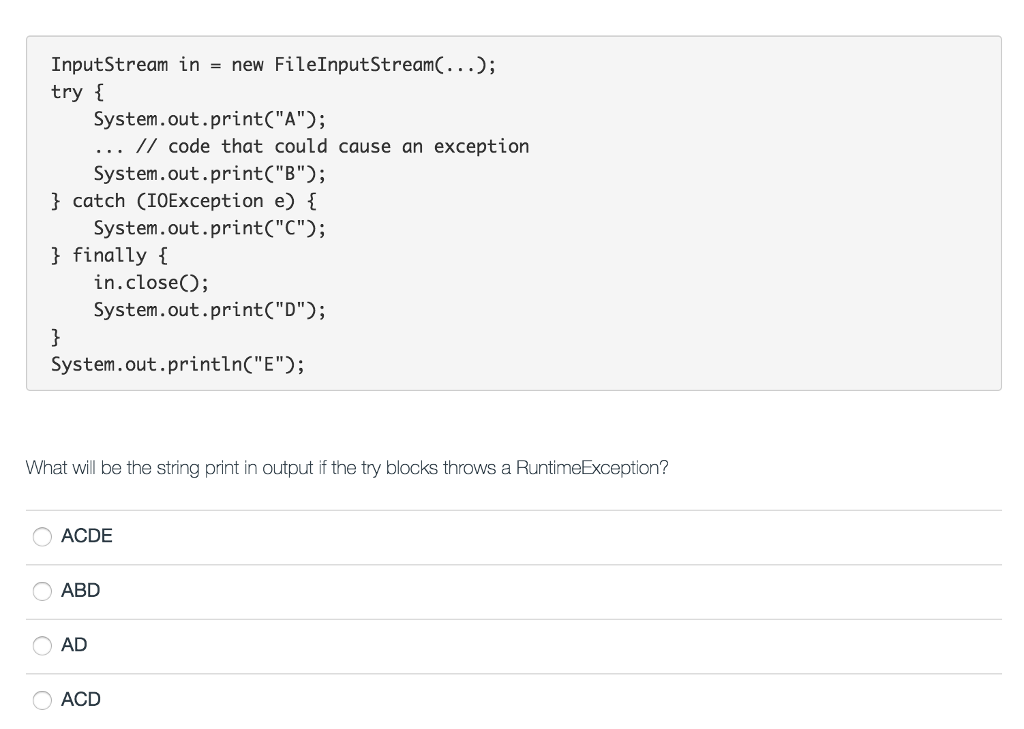 Solved InputStream in = new FileInputStream(... ); try { | Chegg.com