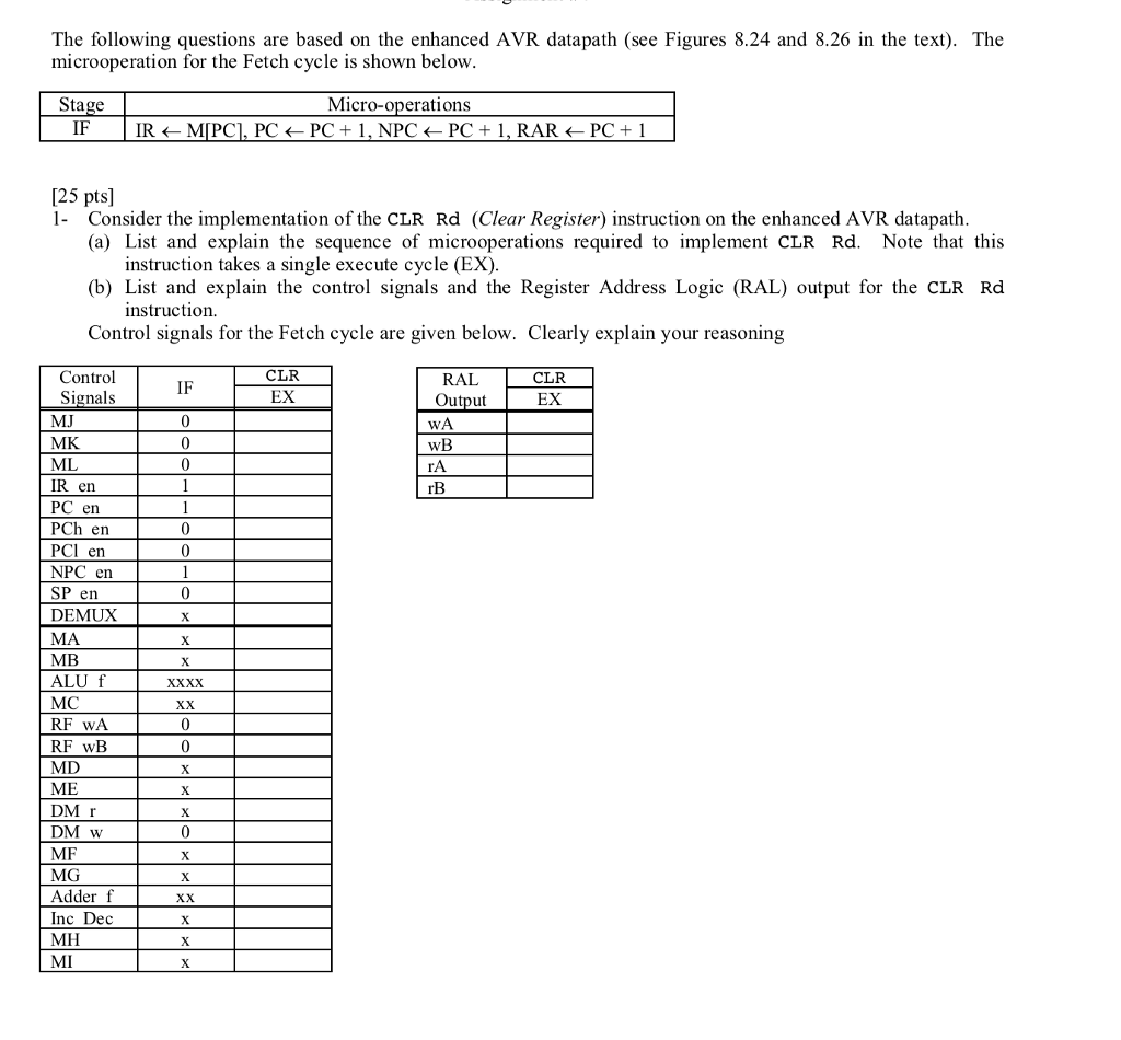 The following questions are based on the enhanced AVR | Chegg.com