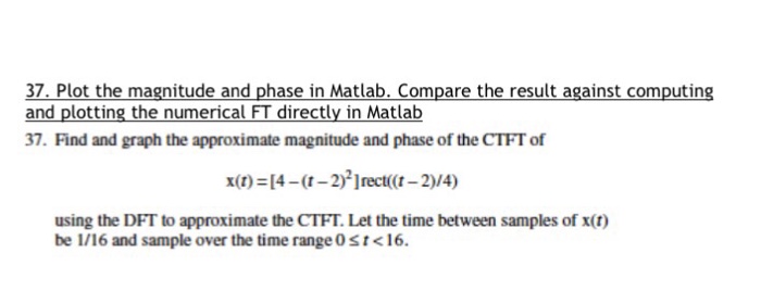 Solved Plot The Magnitude And Phase In Matlab Compare The