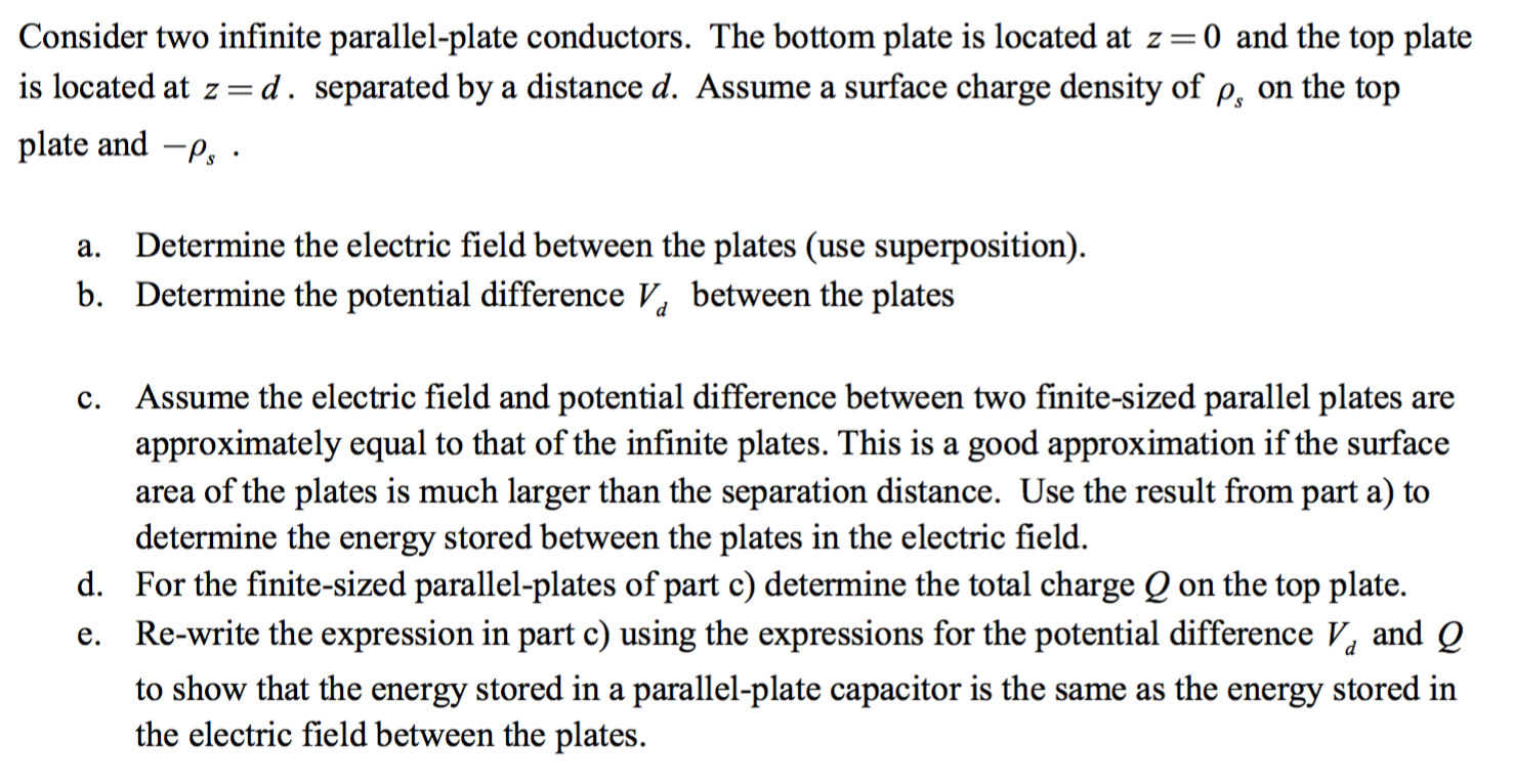 Solved Consider two infinite parallel-plate conductors. The | Chegg.com