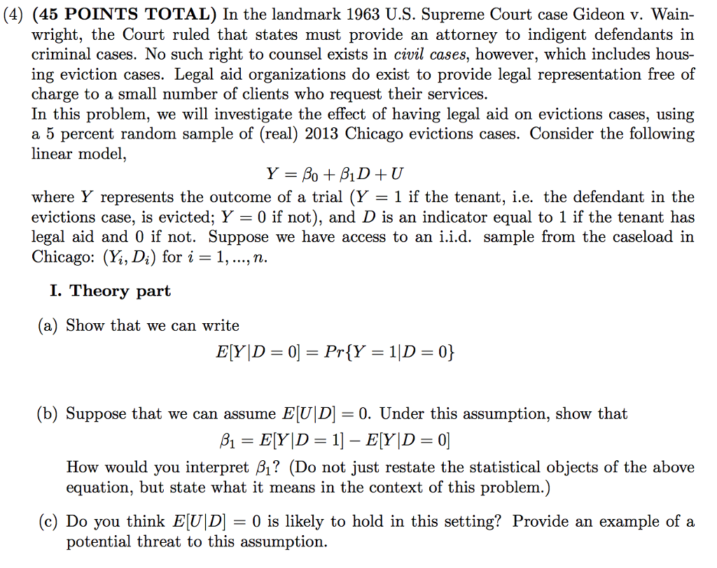 (4) (45 POINTS TOTAL) In the landmark 1963 U.S. | Chegg.com