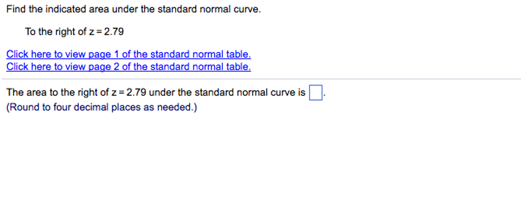 Solved Find the indicated area under the standard normal | Chegg.com
