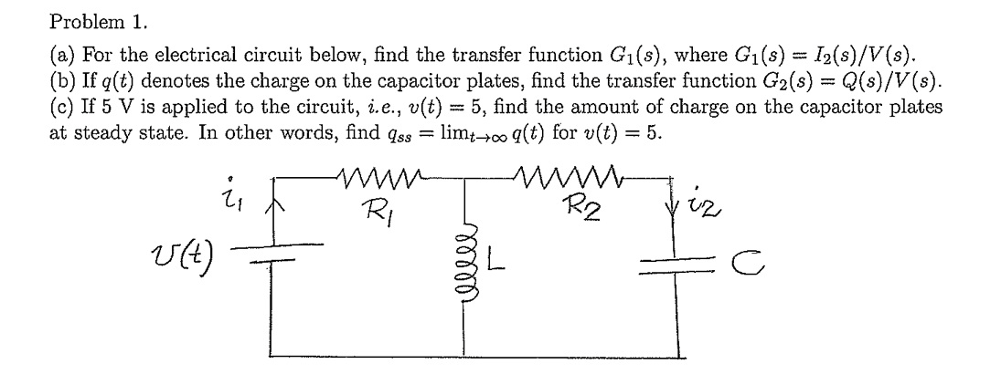 Solved For the electrical circuit below, find the transfer | Chegg.com