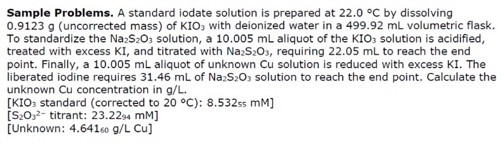 Solved Sample Problems. A standard iodate solution is | Chegg.com