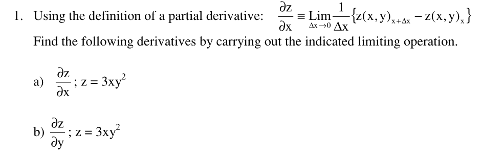 Solved Using the definition of a partial derivative: partial | Chegg.com