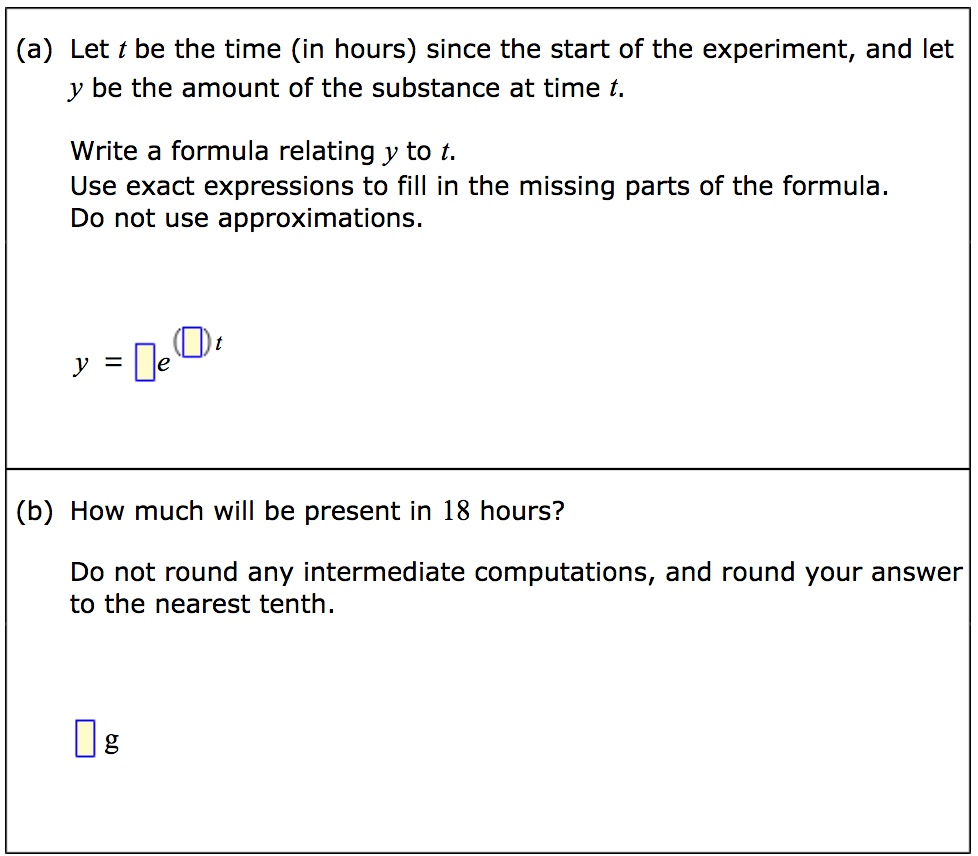 Exponential Decay Half Life