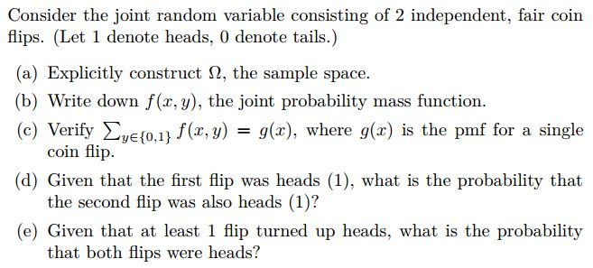 Solved Consider the joint random variable consisting of 2 | Chegg.com