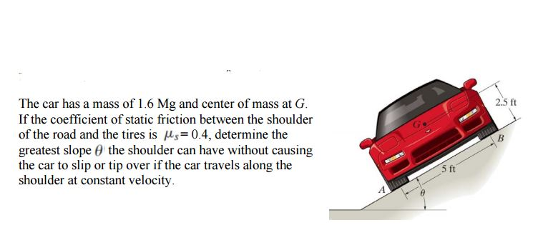 Solved The car has a mass of 1.6 Mg and center of mass at G. | Chegg.com