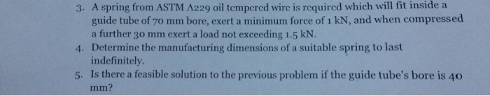 Solved A spring from ASTM A229 oil tempered wire is required | Chegg.com