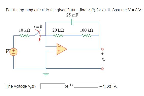 Solved For the op amp circuit in the given figure, find | Chegg.com