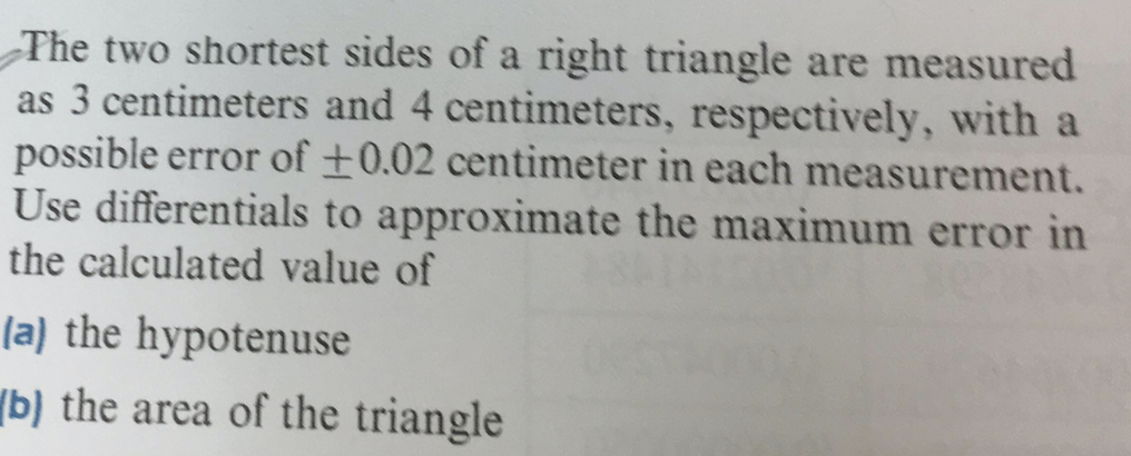 Solved The two shortest sides of a right triangle are | Chegg.com