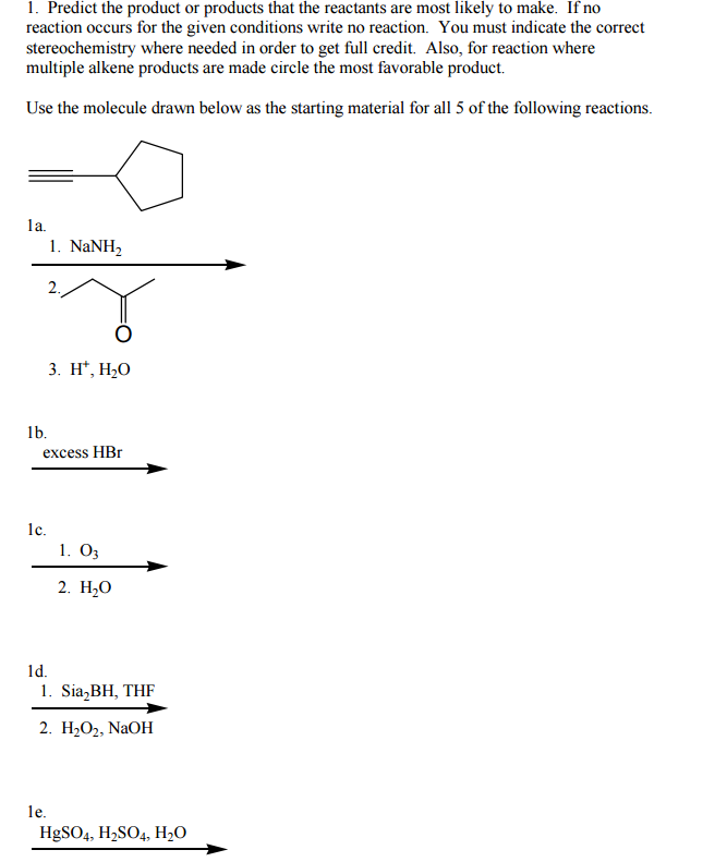Solved Predict the product or products that the reactants | Chegg.com