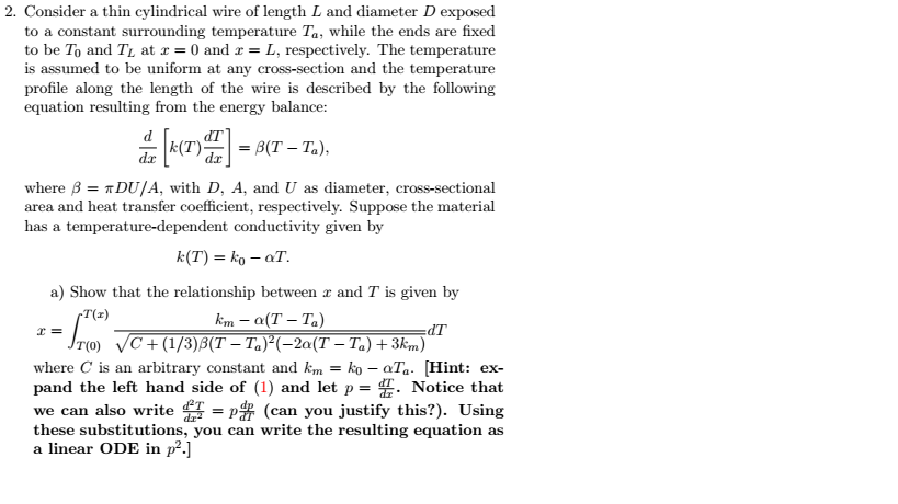Solved 2. Consider a thin cylindrical wire of length L and | Chegg.com