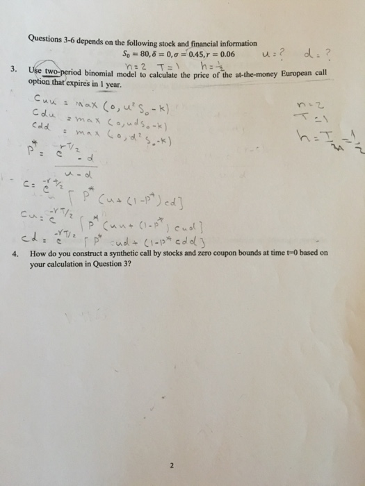Use Two Period Binomial Model To Calculate The Price