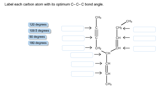 Solved Label each carbon atom with its optimum C-C-C bond | Chegg.com