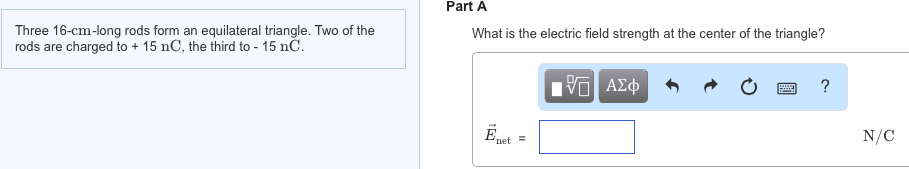 Solved Three 16-cm-long rods form an equilateral triangle. | Chegg.com