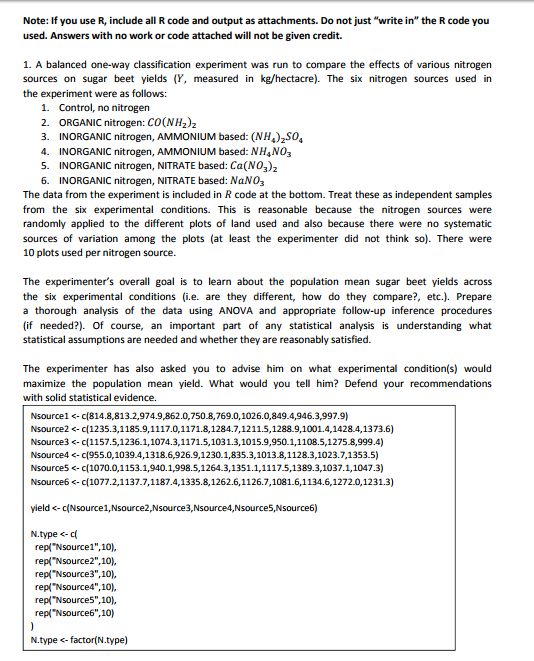 Solved A balanced one-way classification experiment was run | Chegg.com