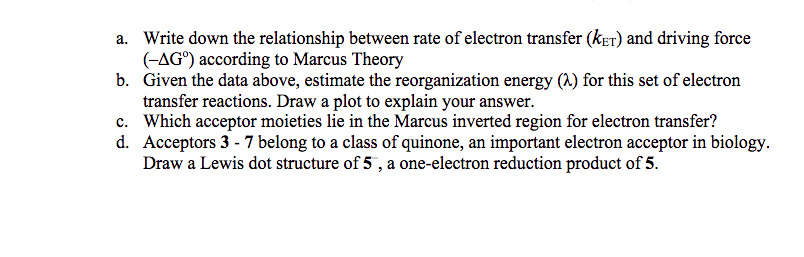 Solved 2. Marcus Theory Intramolecular electron transfer | Chegg.com