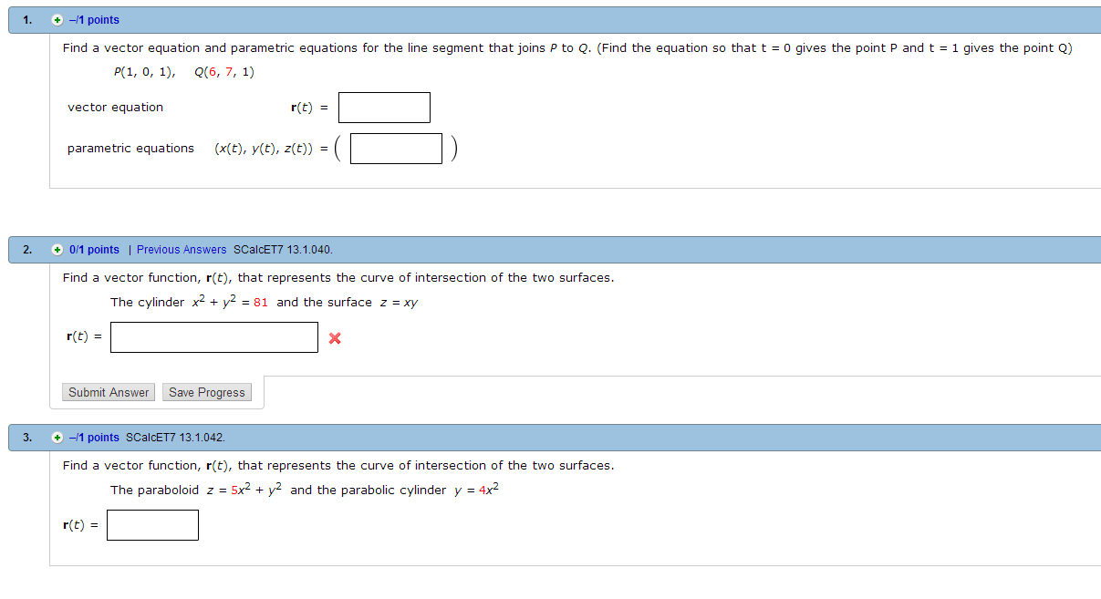 Solved Find A Vector Equation And Parametric Equations For