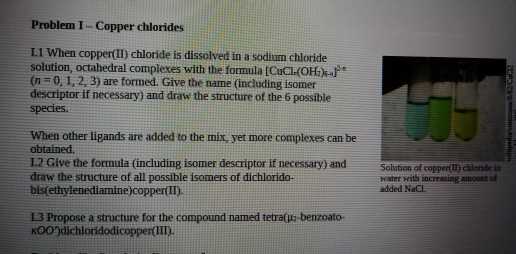 Solved Problem I-Copper chlorides I.1 When copper(II) | Chegg.com