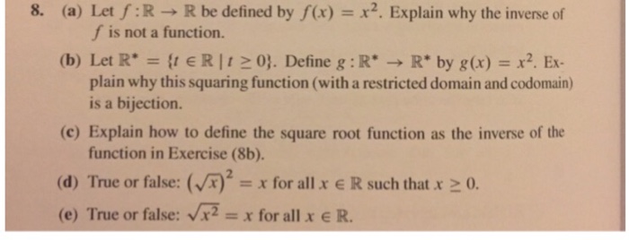 Solved Let f: R rightarrow r be defined by f(x) = x^2. | Chegg.com Solved Let f: R rightarrow r be defined by f(x) = x^2. | Chegg.com