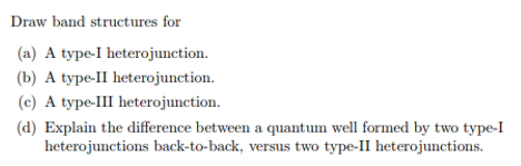 Solved Draw band structures for (a) A type-I heterojunction. | Chegg.com