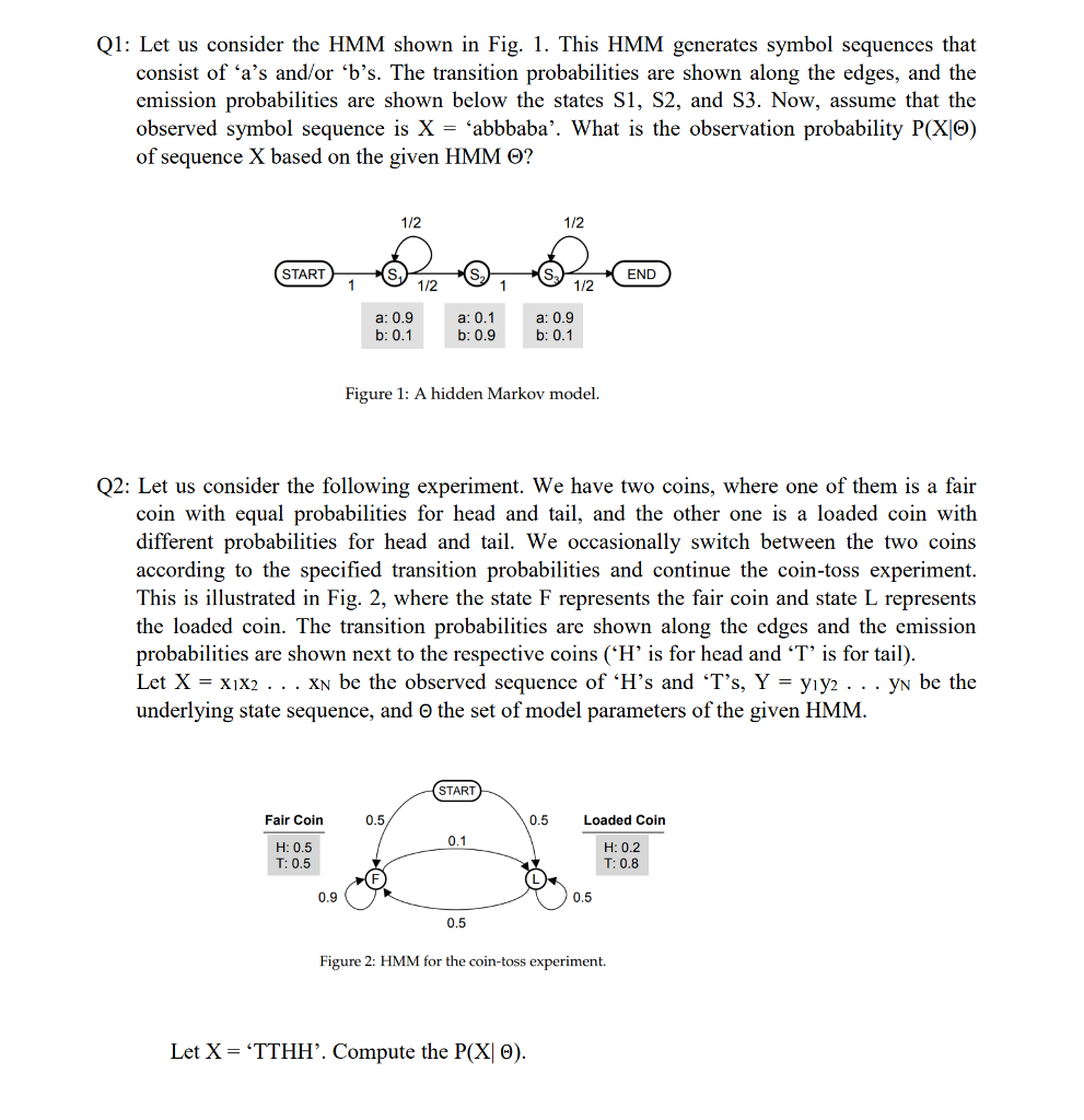 Q1: Let us consider the HMM shown in Fig. 1. This HMM | Chegg.com