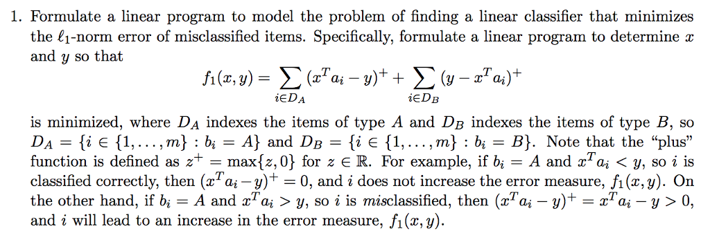 1. Formulate a linear program to model the problem of | Chegg.com