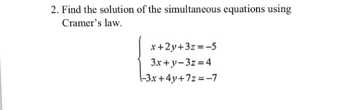 Solved 2. Find the solution of the simultaneous equations | Chegg.com