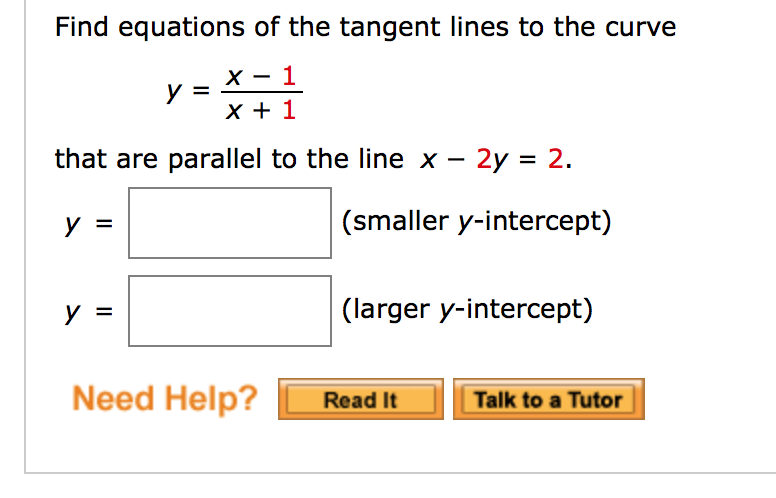 Solved Find equations of the tangent lines to the curve y = | Chegg.com