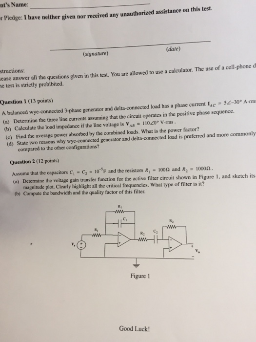 Solved A balanced wye-connected 3-phase generator and | Chegg.com