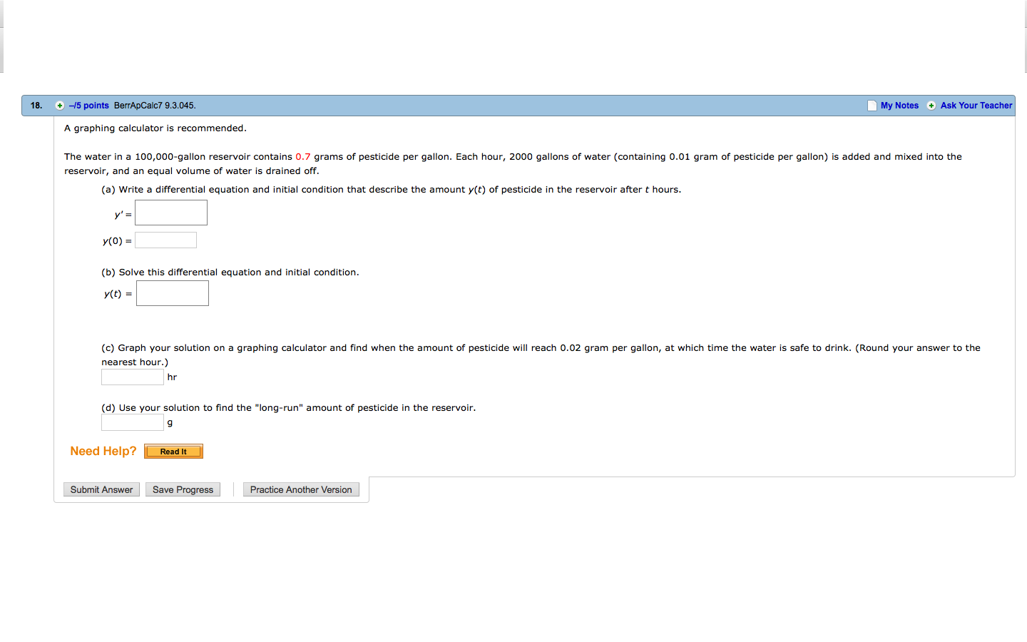 Solved A graphing calculator is recommended. The water in a | Chegg.com