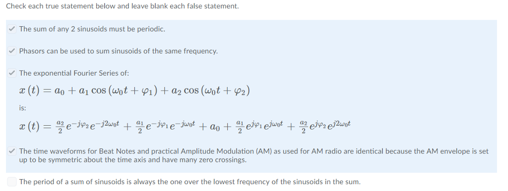Solved Check each true statement below and leave blank each | Chegg.com
