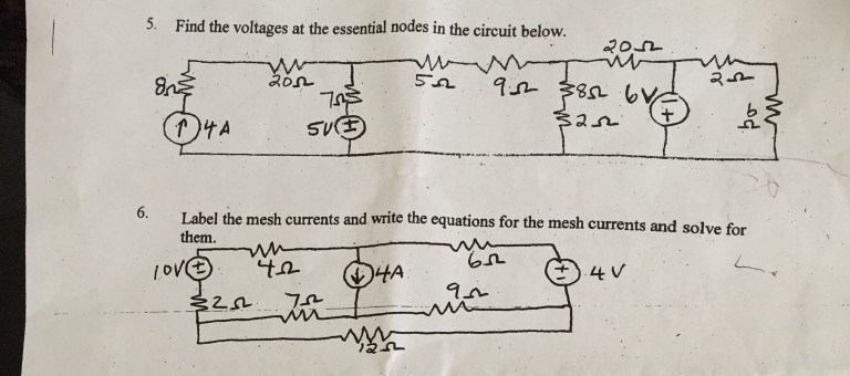Solved 5. Find the voltages at the essential nodes in the | Chegg.com